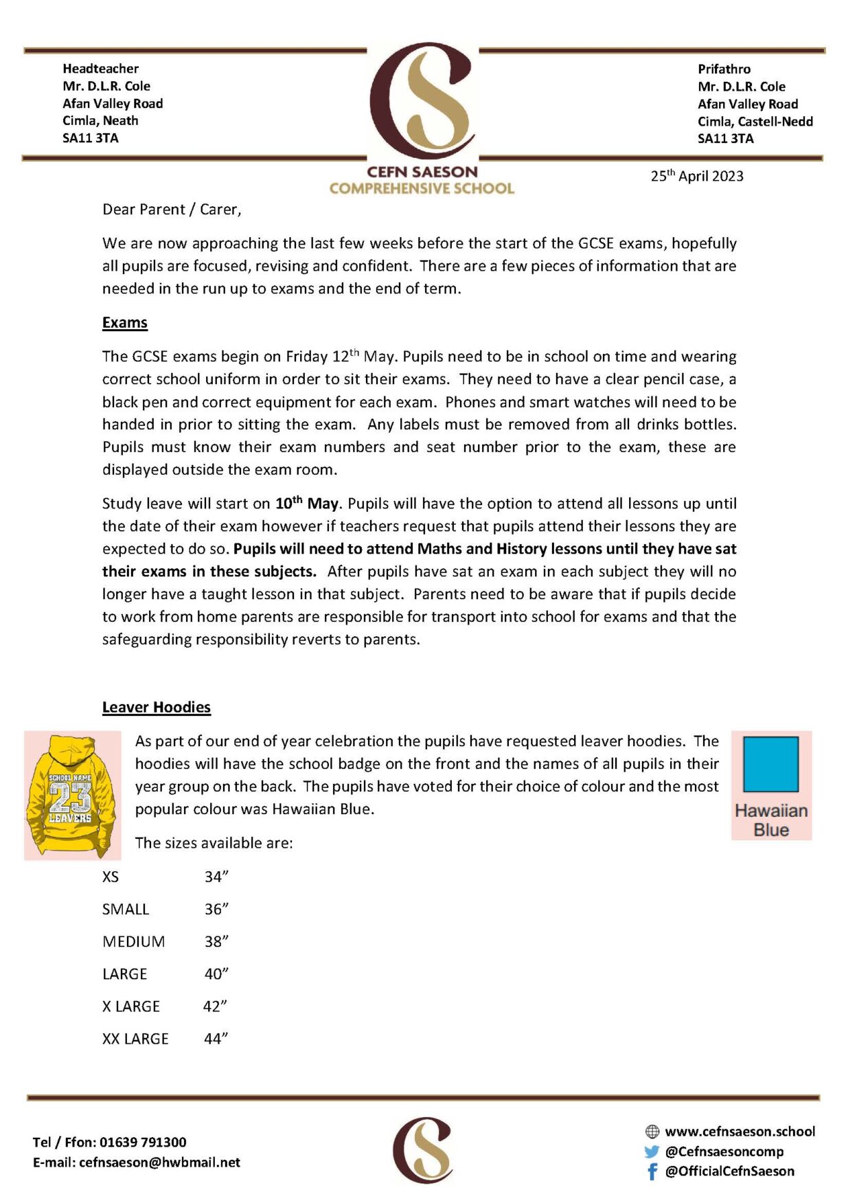 YEAR 11 END OF TERM LETTER | Cefn Saeson Comprehensive School